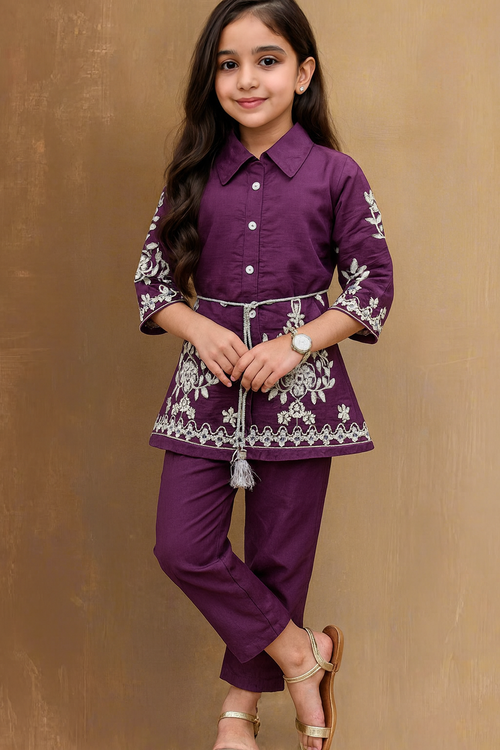 Light Purple Coord Set with Embroidery Work – NMS Creations
